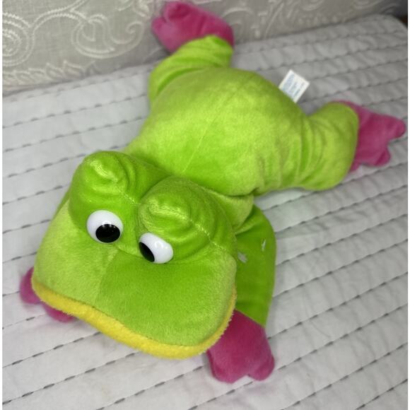 Toys | Vintage Tb Trading Frog Plush Neon Green Pink Big Hard Eyes ...